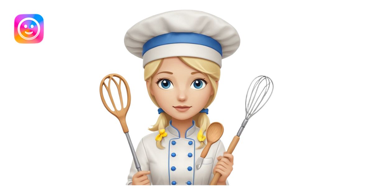 Sexy Long Blonde hair blue eyed female chef emoji | AI Emoji Generator