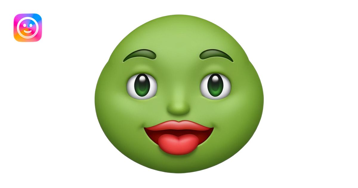 Can you make a green emoji. the eyes look to the side. with a pouting ...