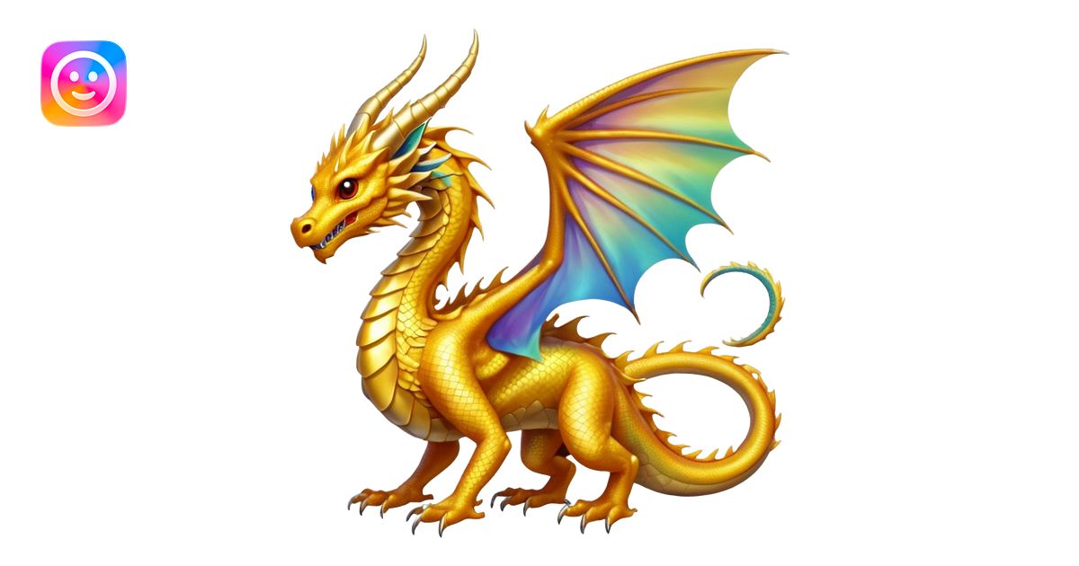 a golden dragon with two legs and two wings and one tail emoji | AI ...