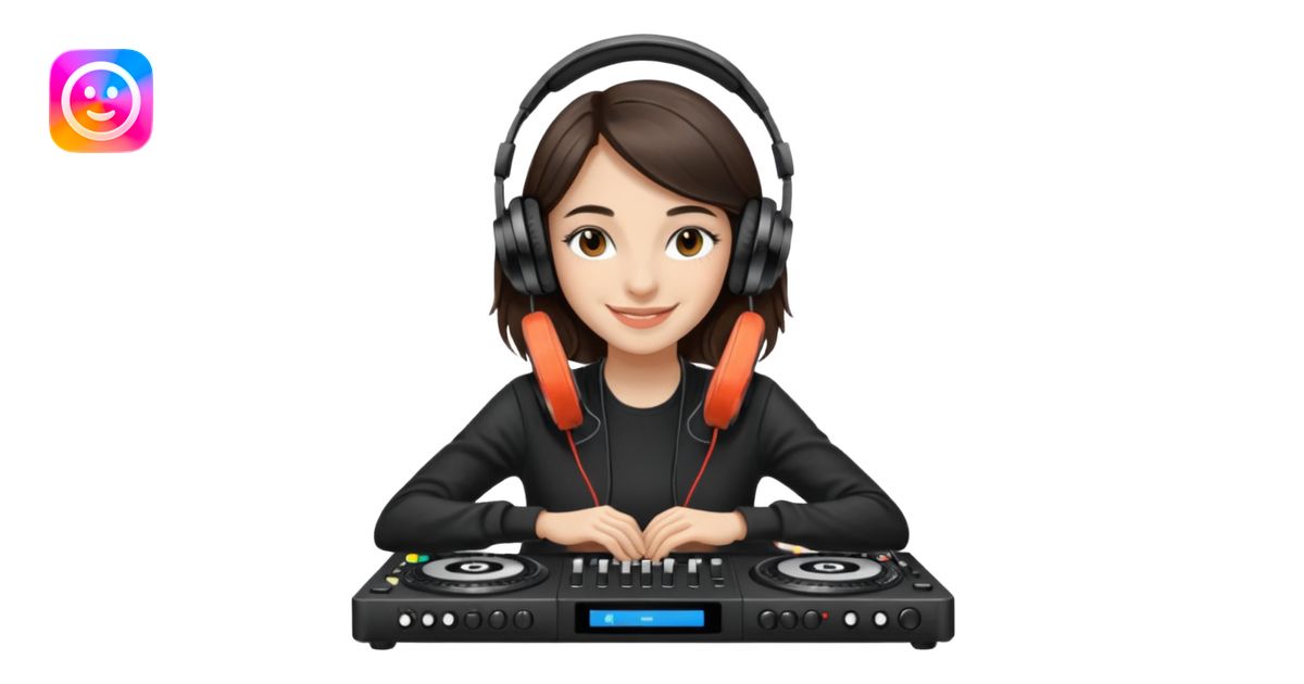 Amelie Lens with DJ table emoji | AI Emoji Generator