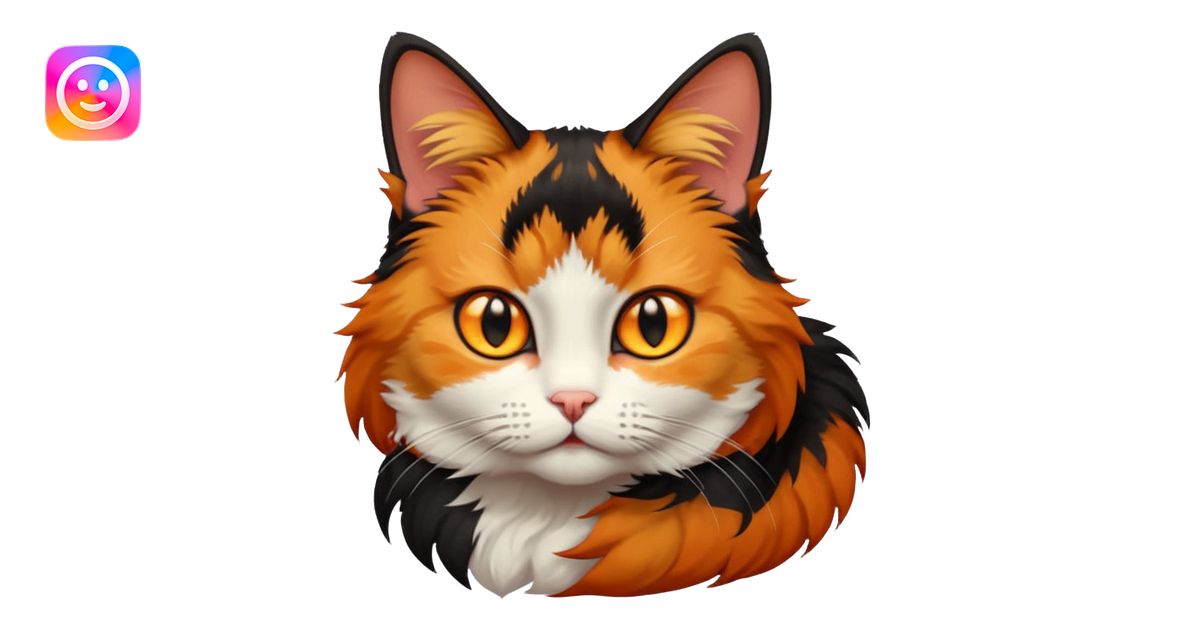 A calico cat with half its face ginger and the other half black emoji ...