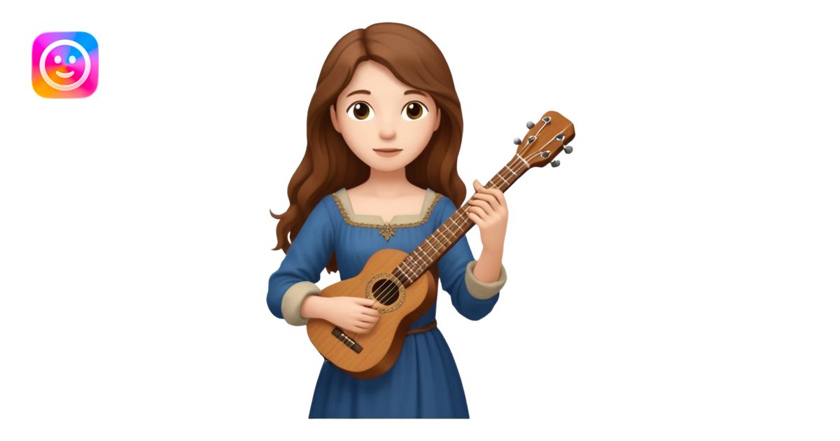 medieval female poet with ukulele emoji | AI Emoji Generator