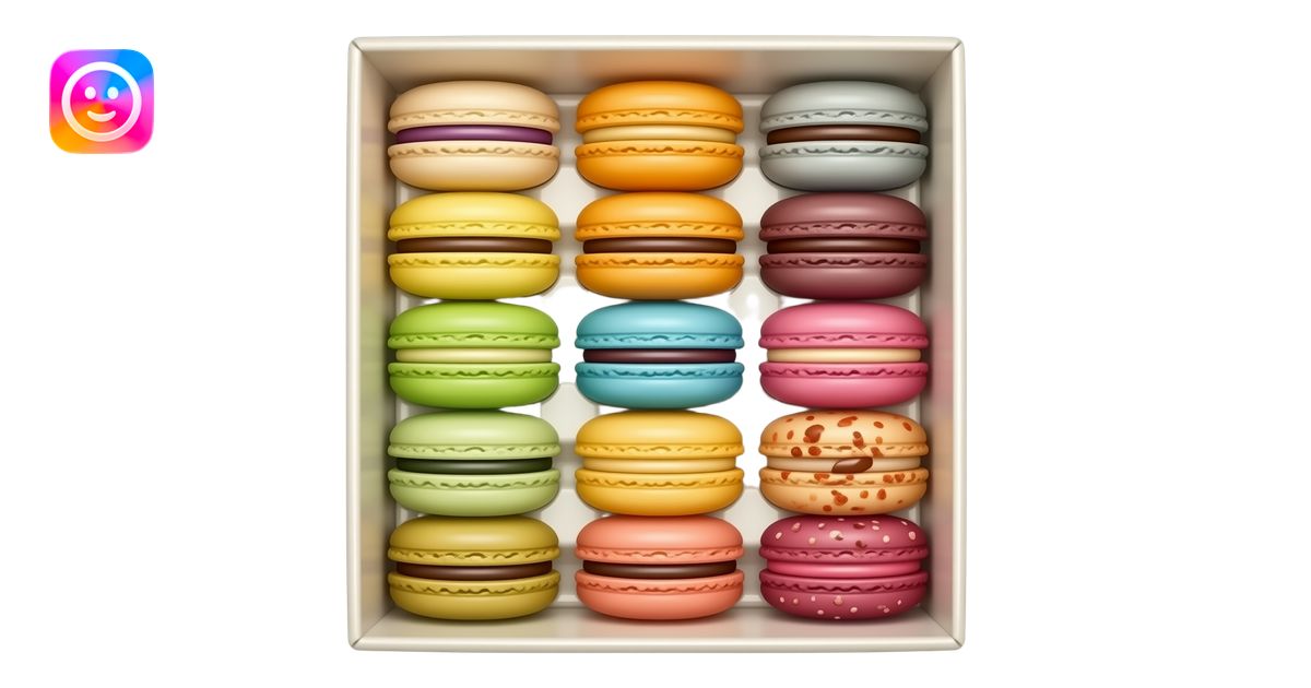 Macarons aesthetic colors in a box emoji | AI Emoji Generator