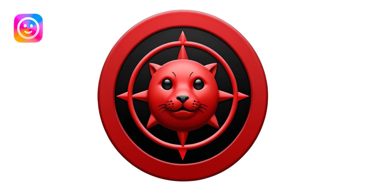 iOS sticker, summoning seal, black circle, red symbol, minimal emoji ...