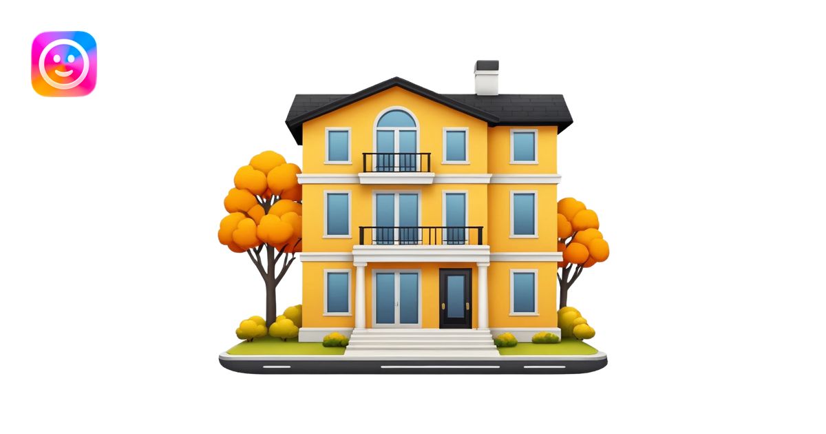 large modern home, yellow and orange emoji | AI Emoji Generator