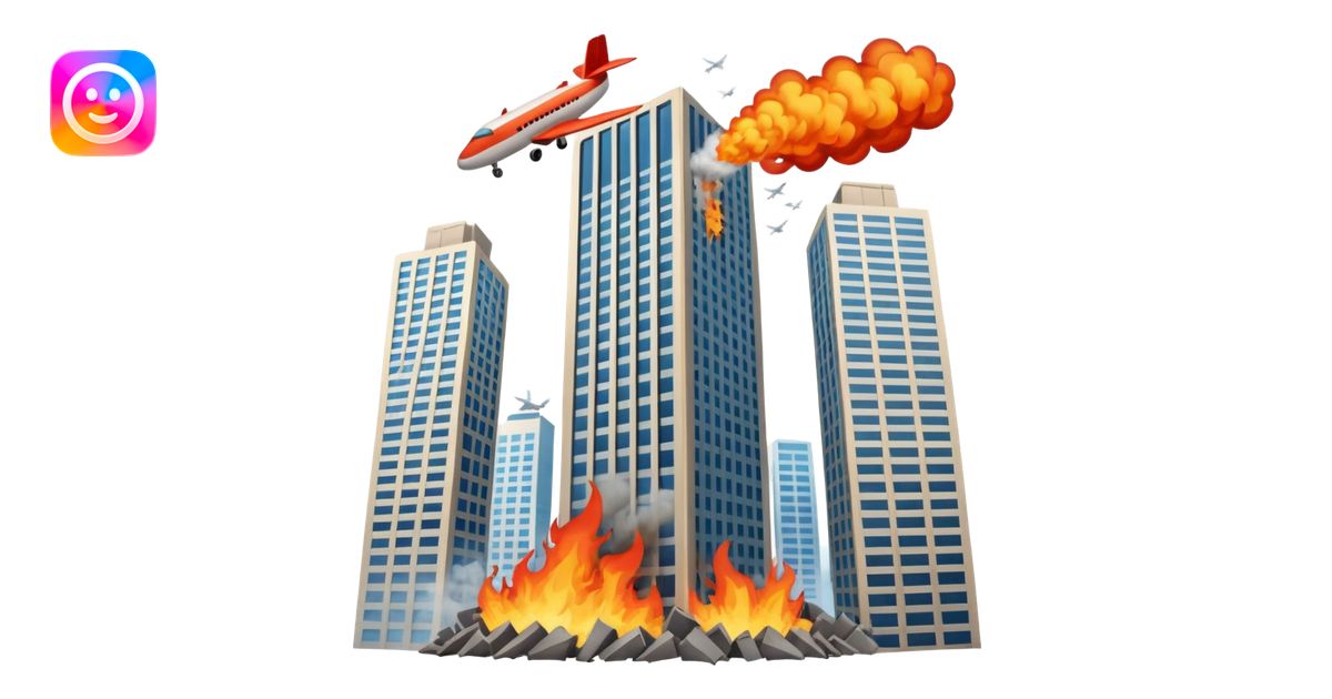 An airplane crashing into a tall tower skyscraper building emoji | AI ...