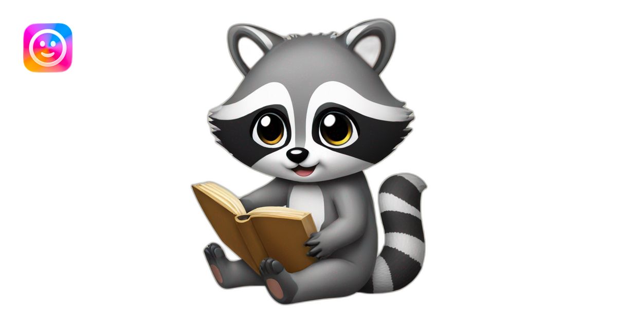 Raccoon with a plaster cast and a book emoji | AI Emoji Generator