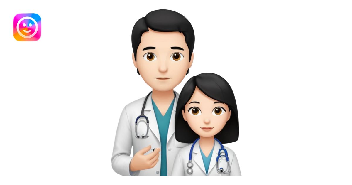 doctor black hair attending to a patient emoji | AI Emoji Generator