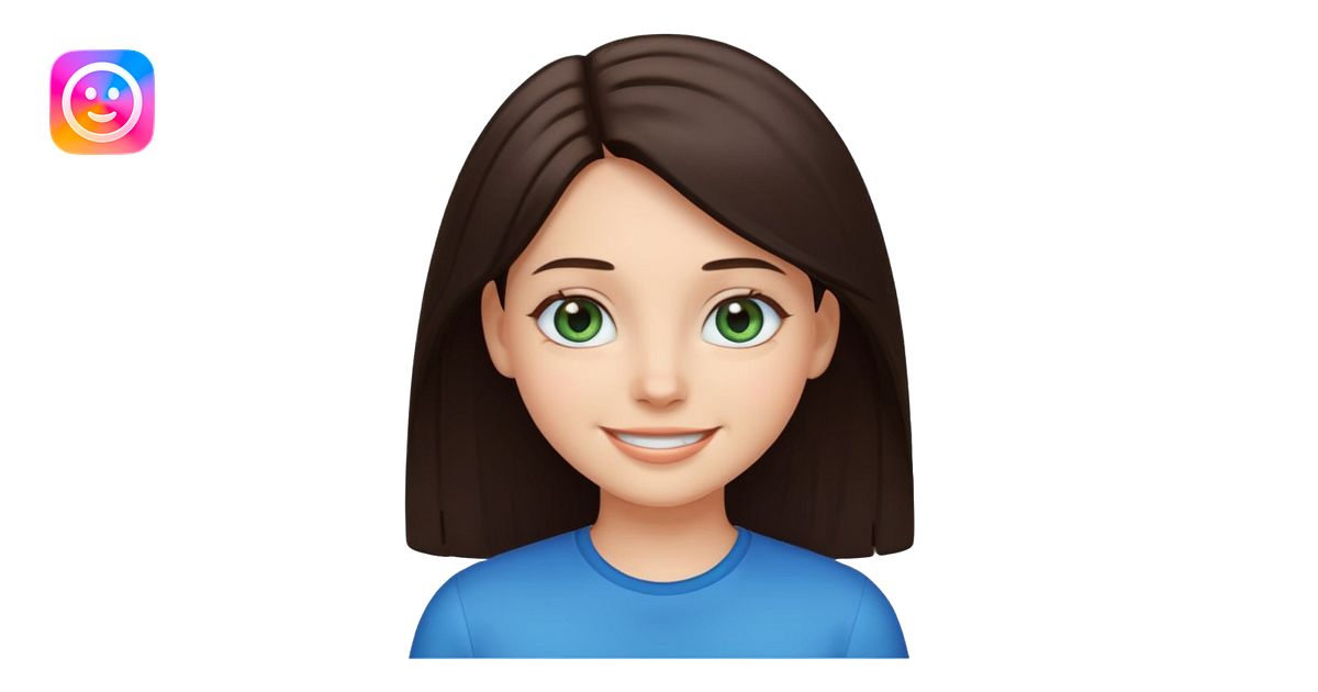 Create a girl with dark brown straight hair and bluey green eyes ...