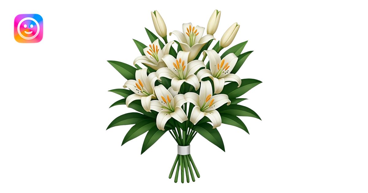 Big white bouquet of Lillie’s emoji | AI Emoji Generator
