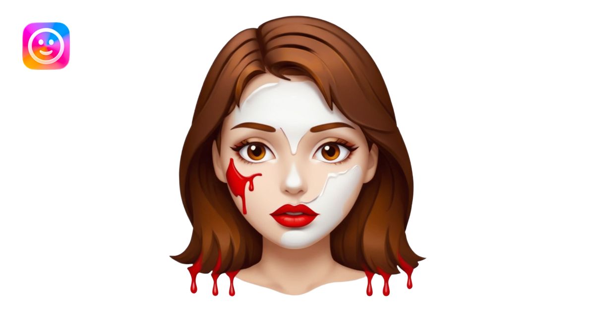 Brown Hair Woman , white paint , drip, face, hot Sexy, lips emoji | AI ...