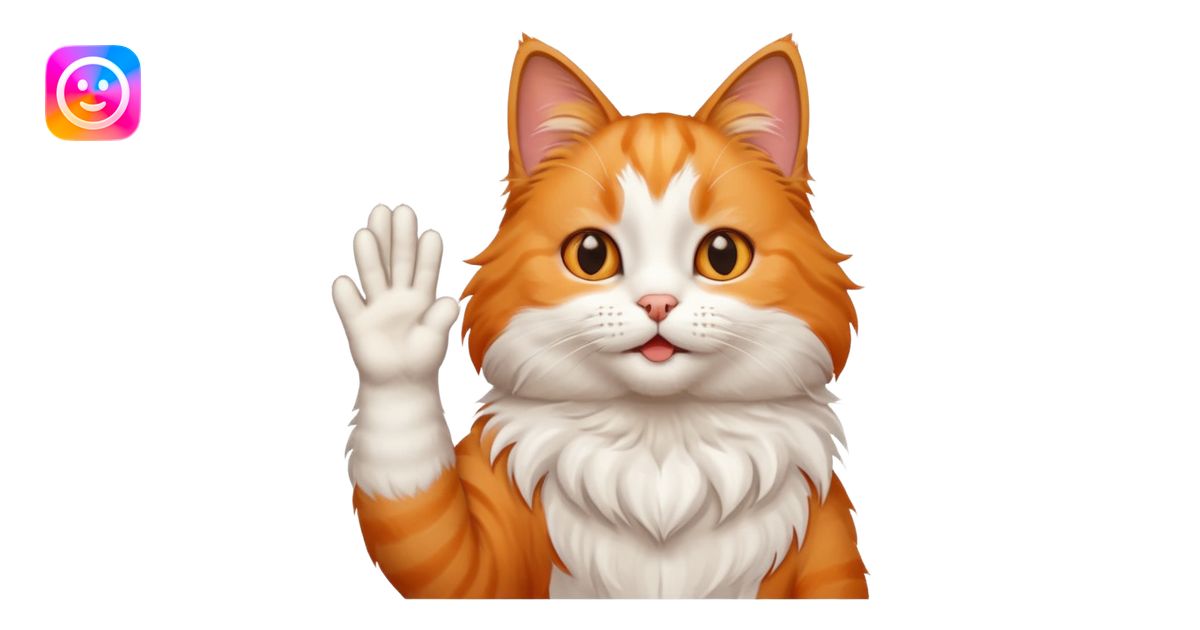The cat says hello and waves his paw emoji | AI Emoji Generator
