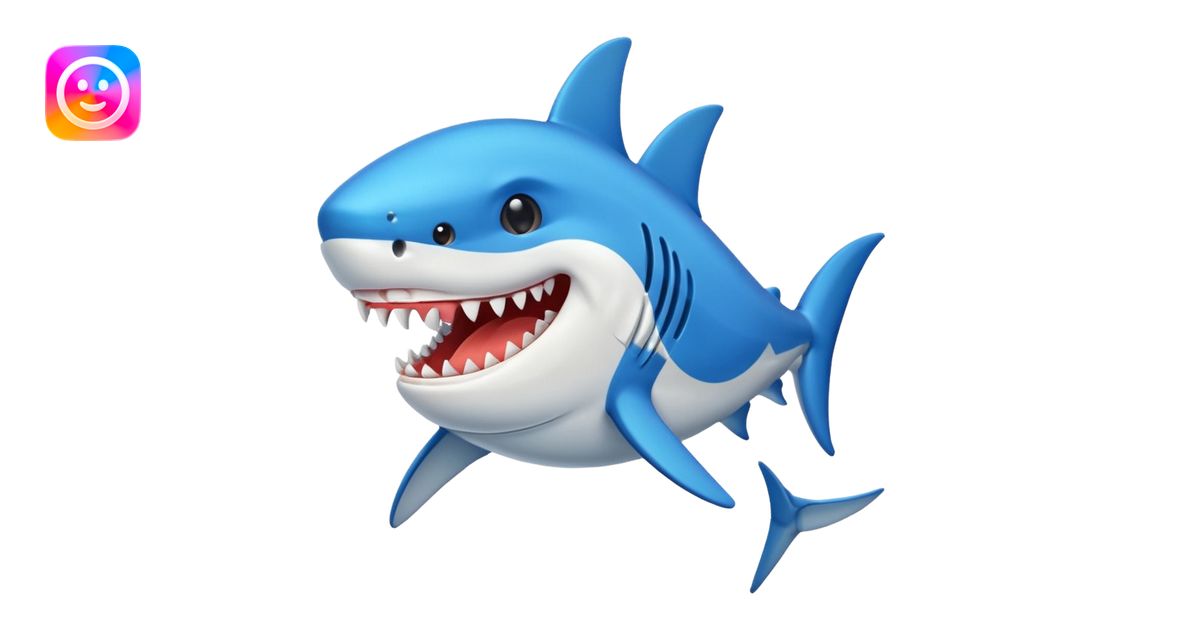 Tiburón con tenis azules emoji | AI Emoji Generator