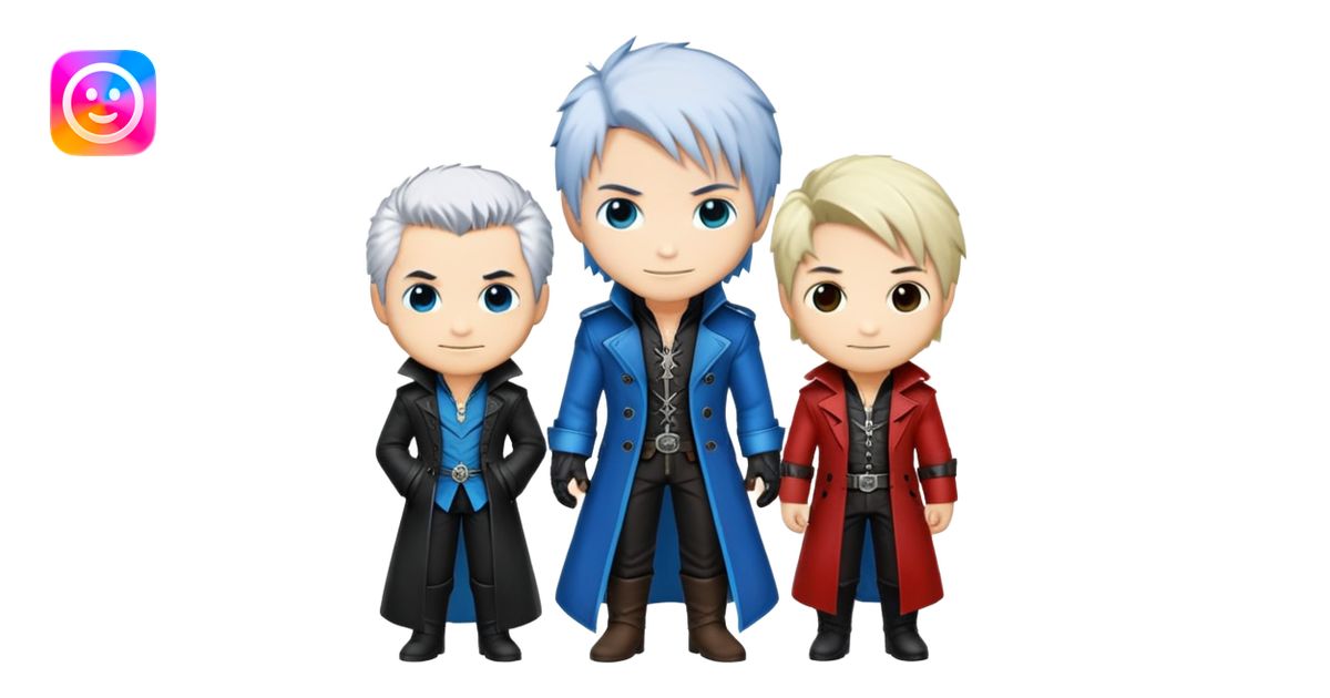Cute chibi Dante, Vergil, and Nero from Devil May Cry, big heads, small ...