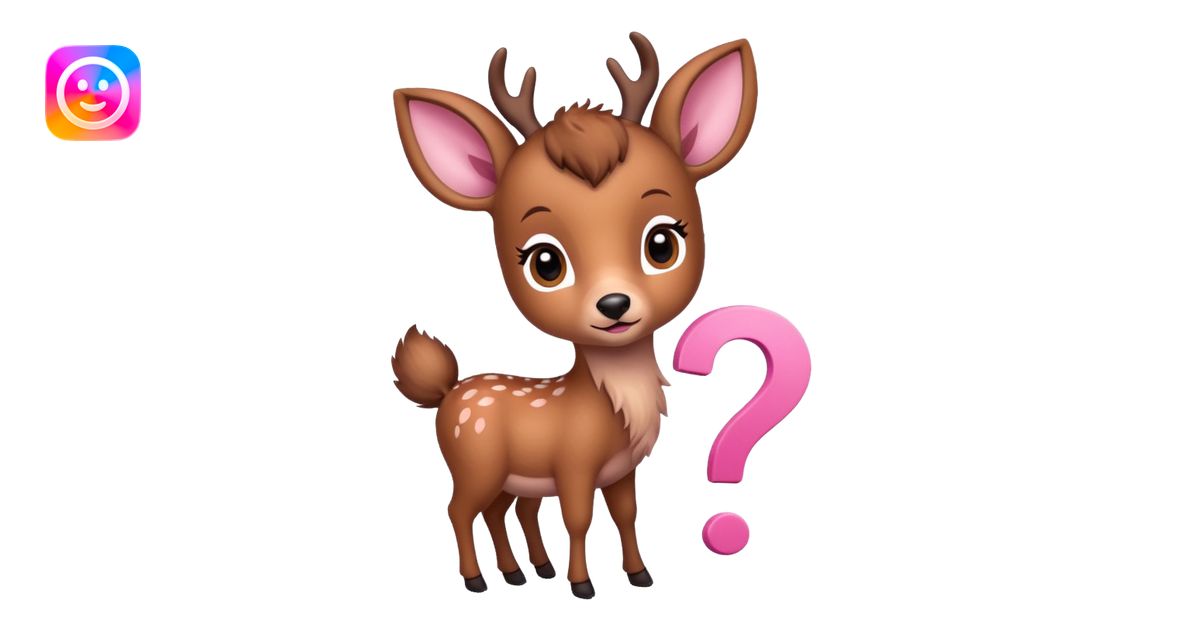 Baby deer and pink question mark emoji | AI Emoji Generator