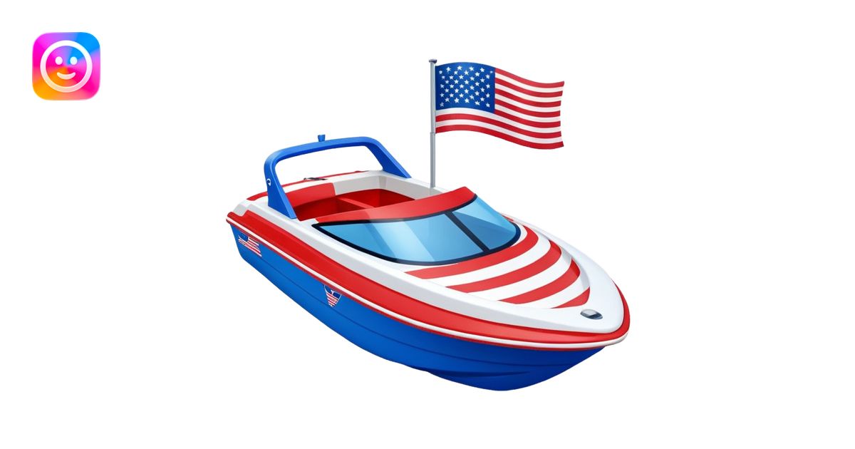 Sport water boat with American flag emoji | AI Emoji Generator