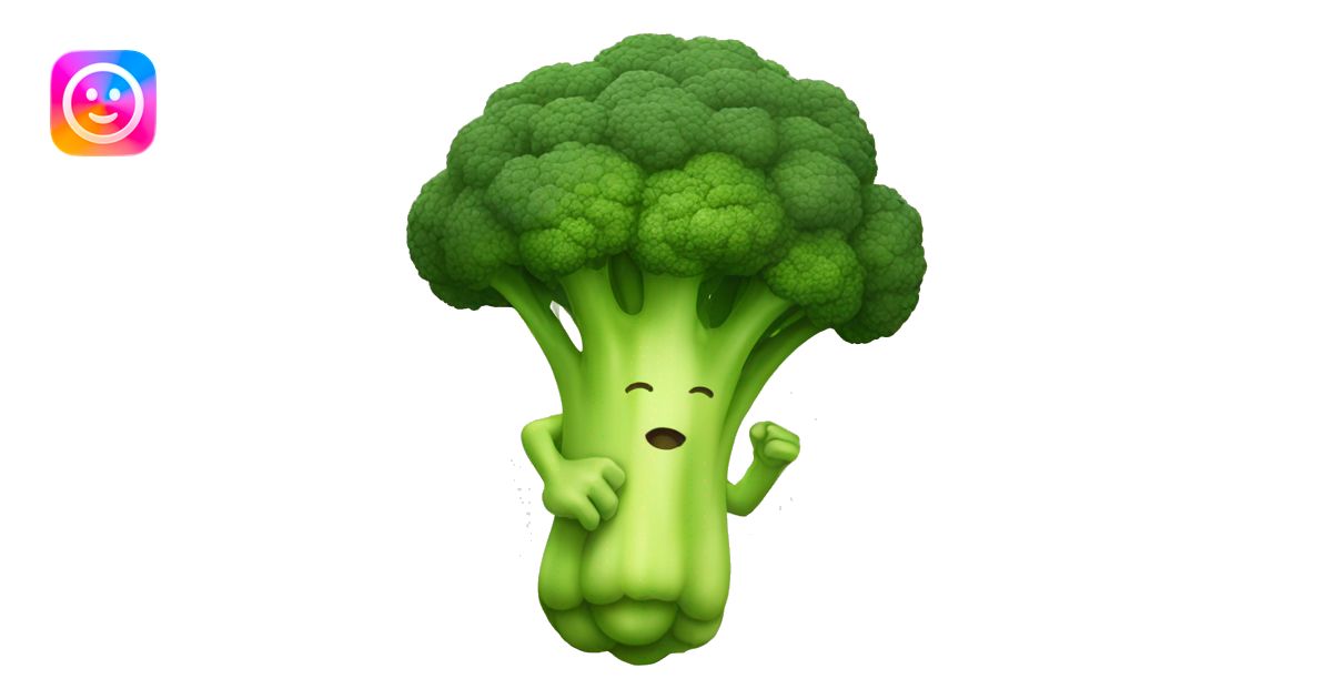 Broccoli cartoon running emoji | AI Emoji Generator
