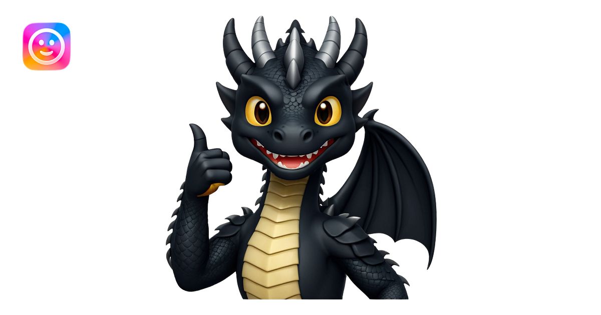 fully black dragon with white background and holding a talon up as a ...