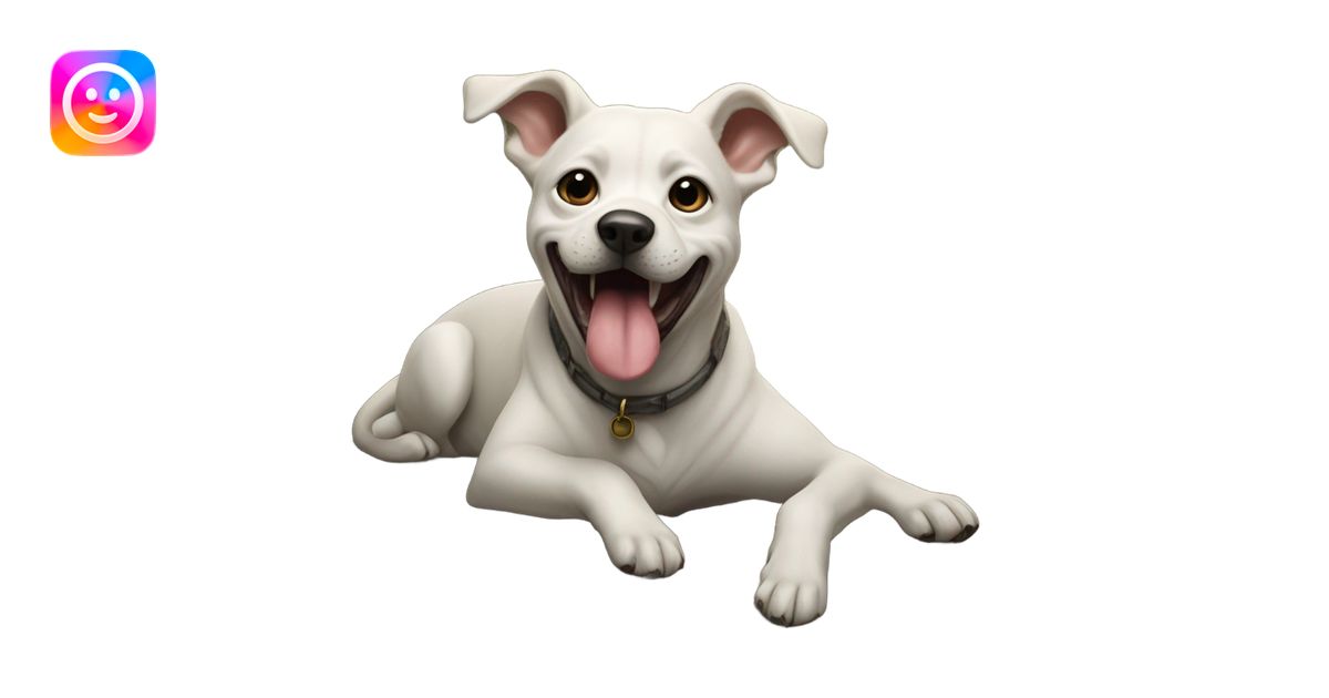 Freaky dog with tongue out staring at rock emoji | AI Emoji Generator