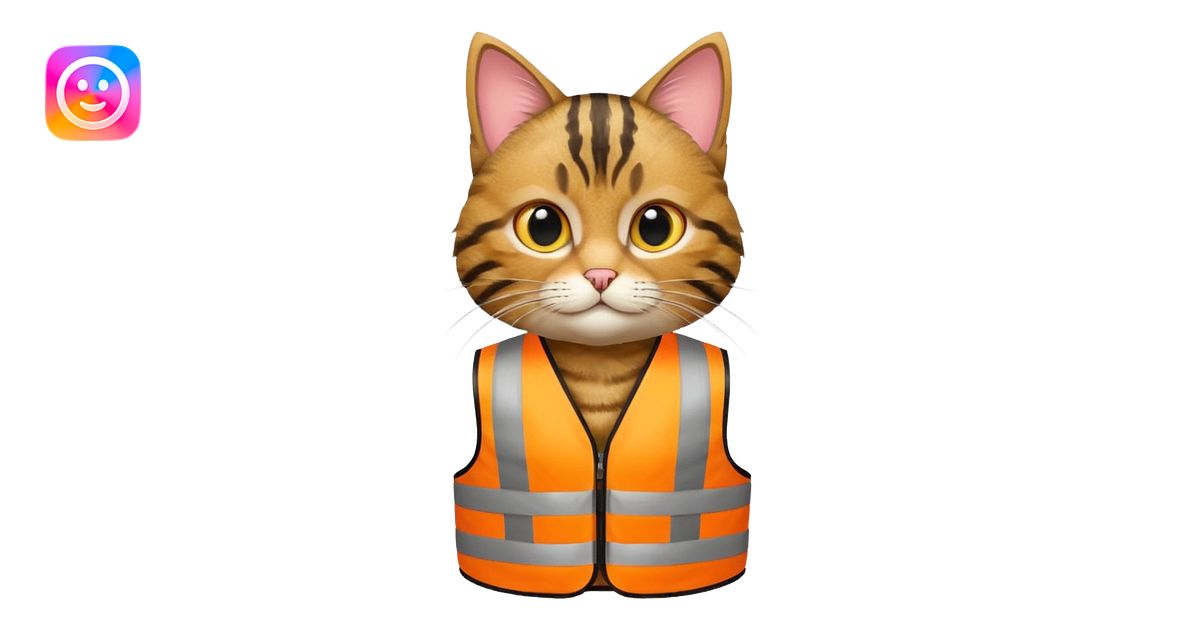 tabby cat in hi-vis clothing facing right emoji | AI Emoji Generator