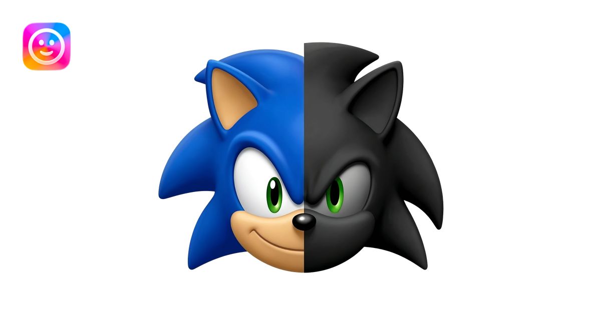 A split-face head, half Sonic the Hedgehog and half Shadow emoji | AI ...