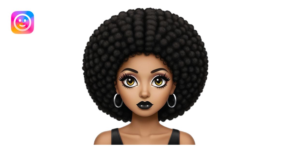 baddie,pretty makeup, black eyeliner, afro hair emoji | AI Emoji Generator