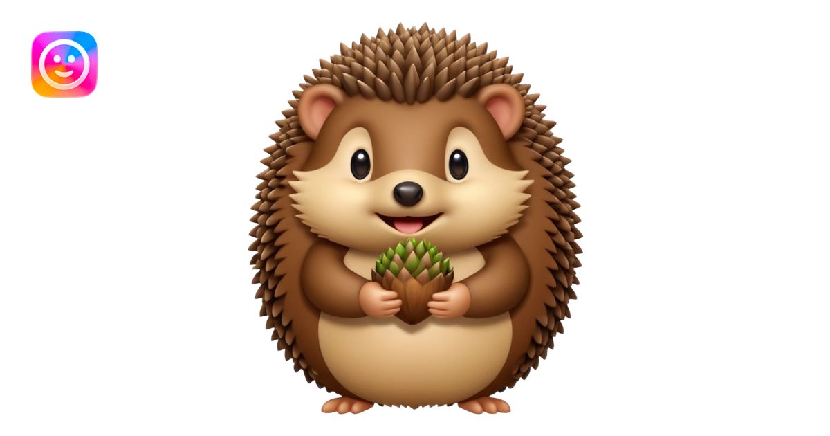A round hedgehog with a small fuzzy beard puff under its nose, smiling ...