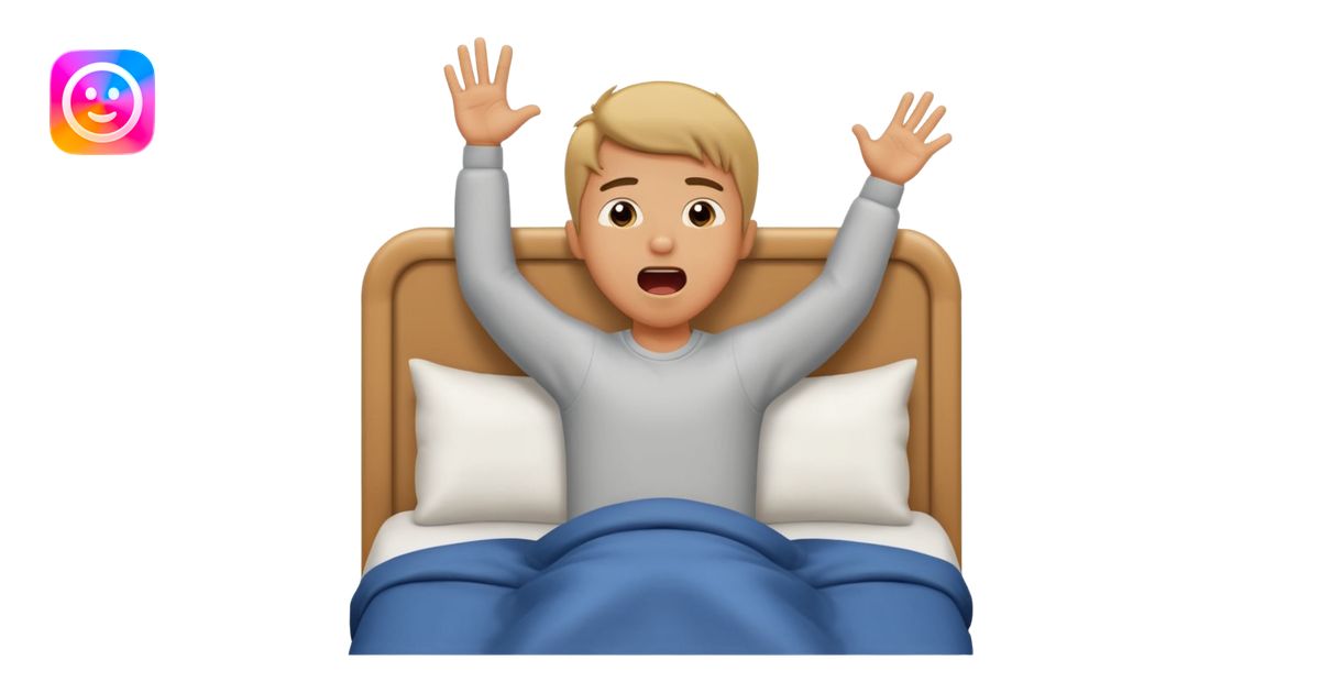 emoji- of a stretching boy waking up in bed emoji | AI Emoji Generator