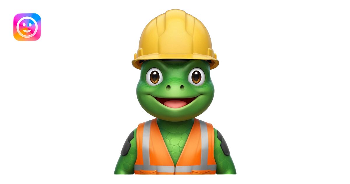 bufo (the meme frog) with construction helmet, emoji style please emoji ...