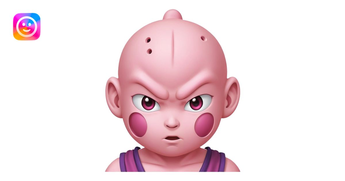 Majin Buu from Dragon Ball Z, pink round body with holes, antenna on ...