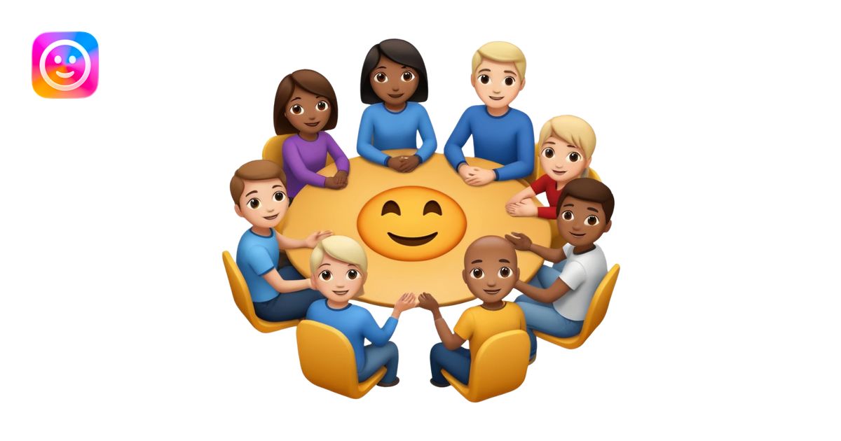 Therapy support group with a group of people sitting in a circle emoji ...