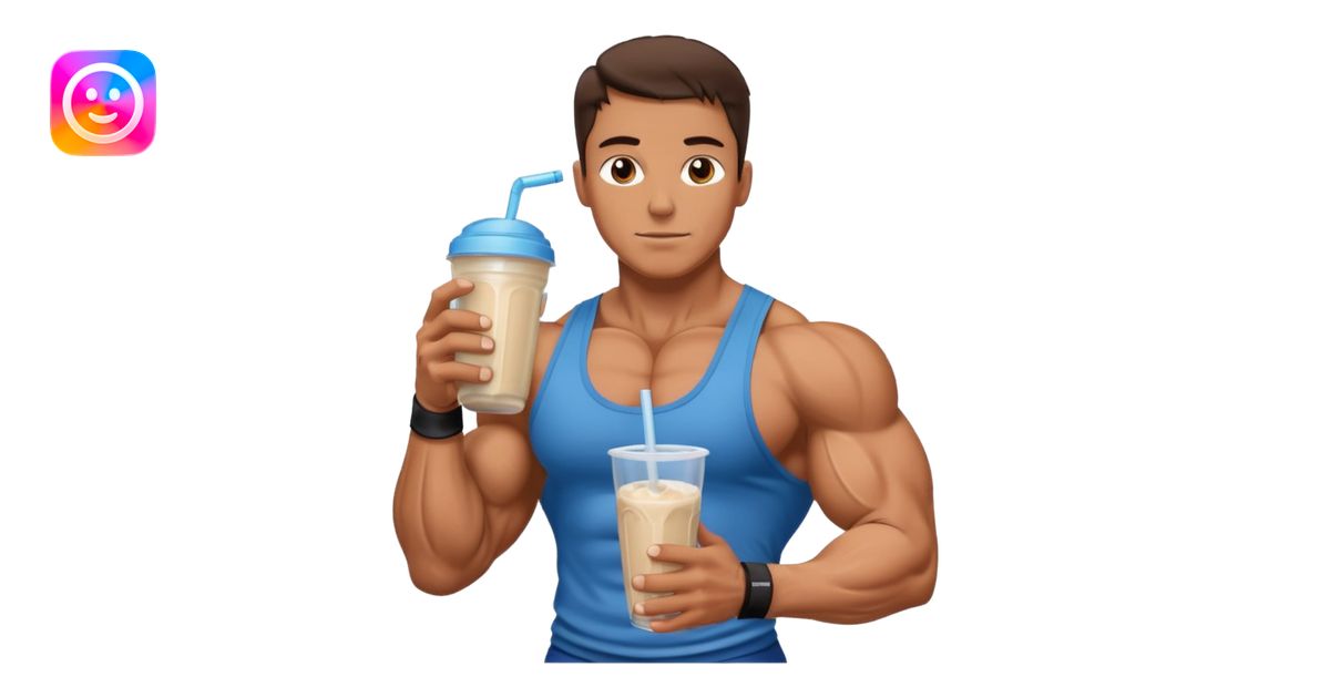 bodybuilder holding protein shake emoji | AI Emoji Generator