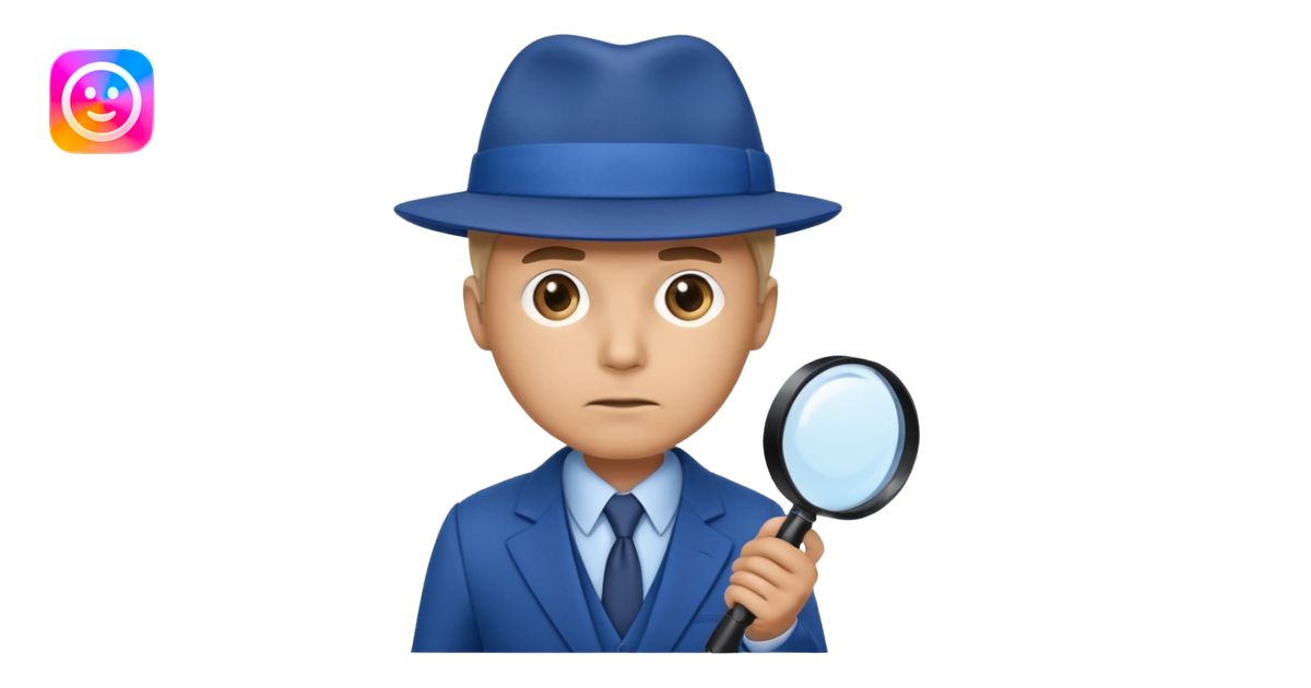 detective in blue suit and blue hat with big mangifier in his hand ...