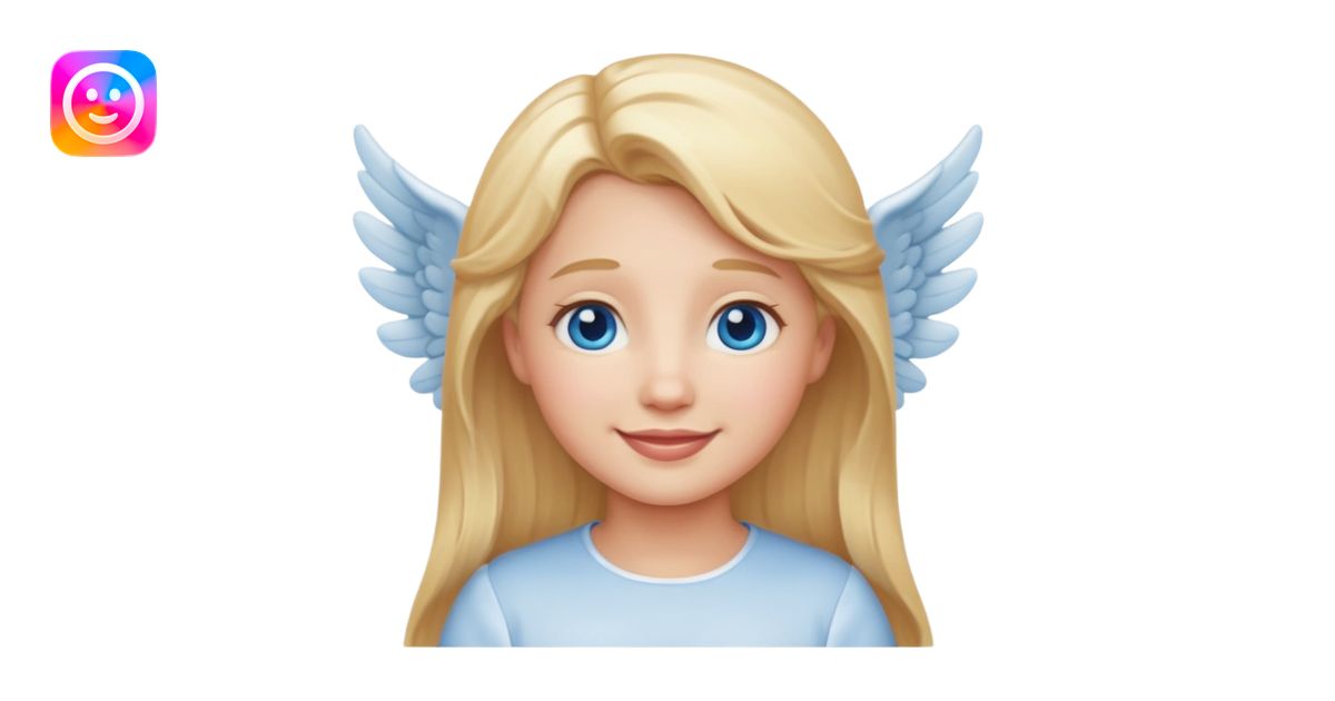 angel emoji blonde hair, blue eyes and smiling emoji | AI Emoji Generator
