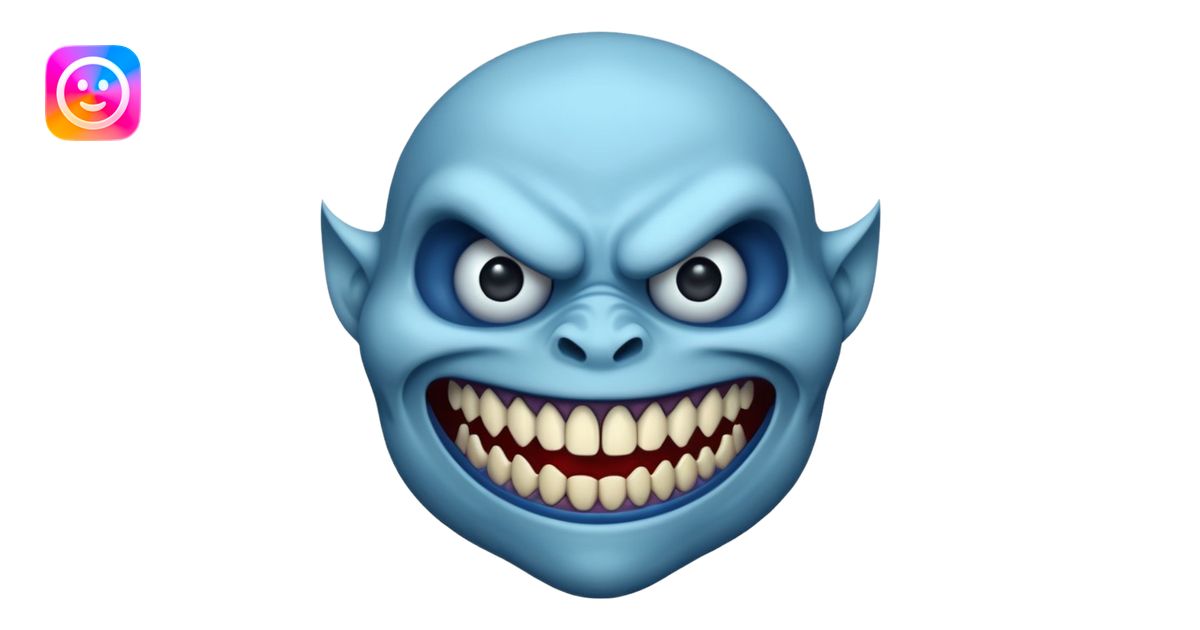 blue scary face thing emoji | AI Emoji Generator