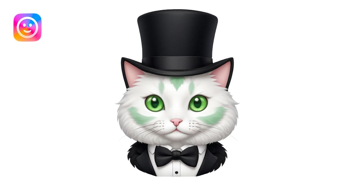 Cat wearing top hat and bow tie emoji | AI Emoji Generator
