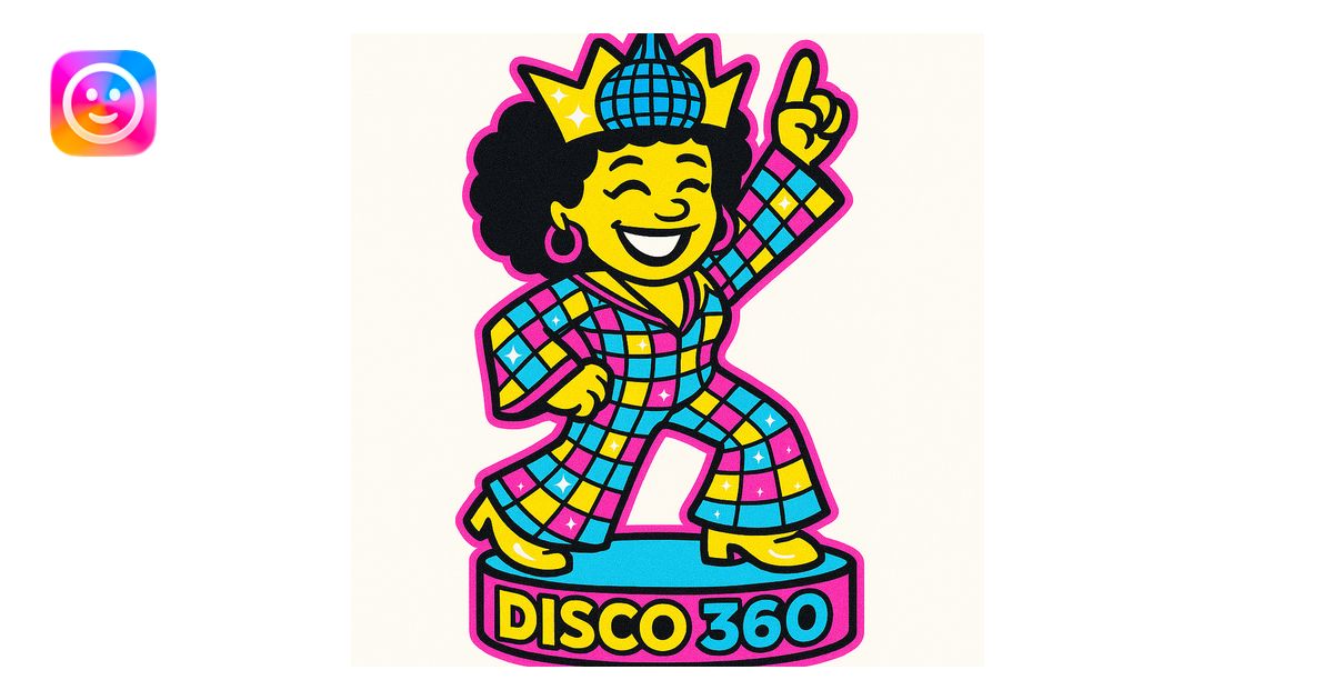 Edit the vibrant 1970s disco emoji of a female African American wearing ...