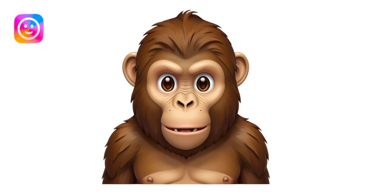 standing ape talking disheveled full body emoji | AI Emoji Generator