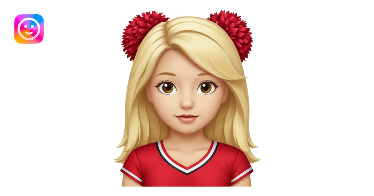 Girl with long blonde hair and pom poms cheerleader emoji | AI Emoji ...