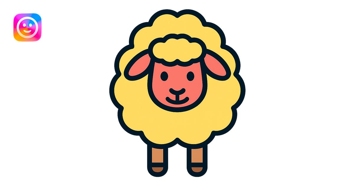 cute cartoon sheep icon, rounded shapes, friendly expression, fluffy ...