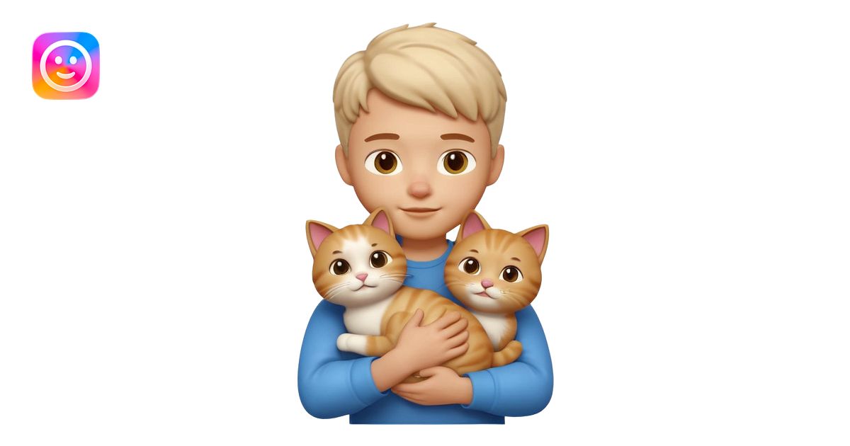 "Apple Memoji style 3D character, a young man person gently petting and ...