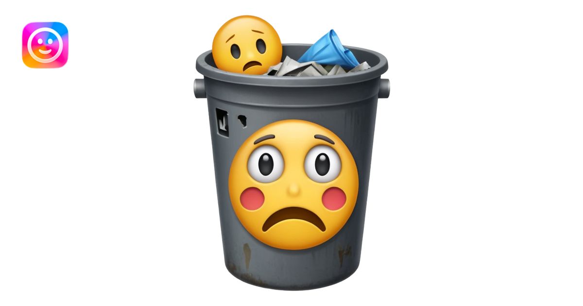 put an emoji into a trash bin. show just the emoji in a trash bin emoji ...