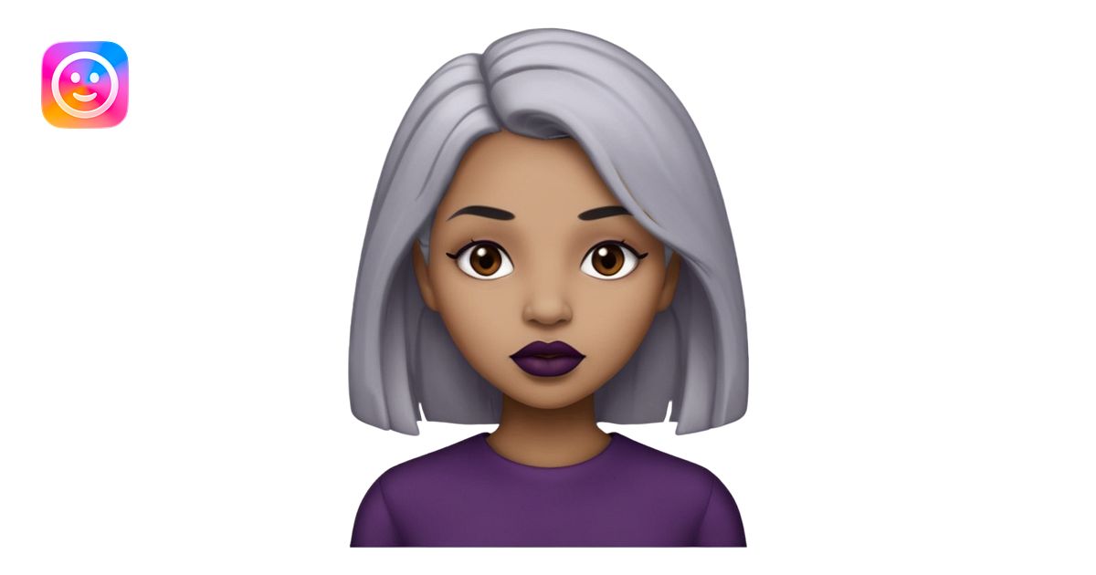 Light brown skin grey hair black lips girl emoji | AI Emoji Generator
