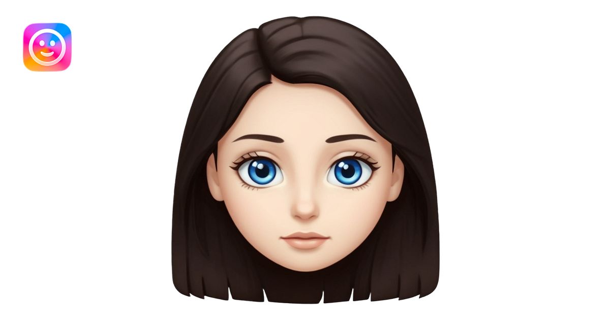 long dark brown hair with big blue eyes and long dark eyelashes round ...