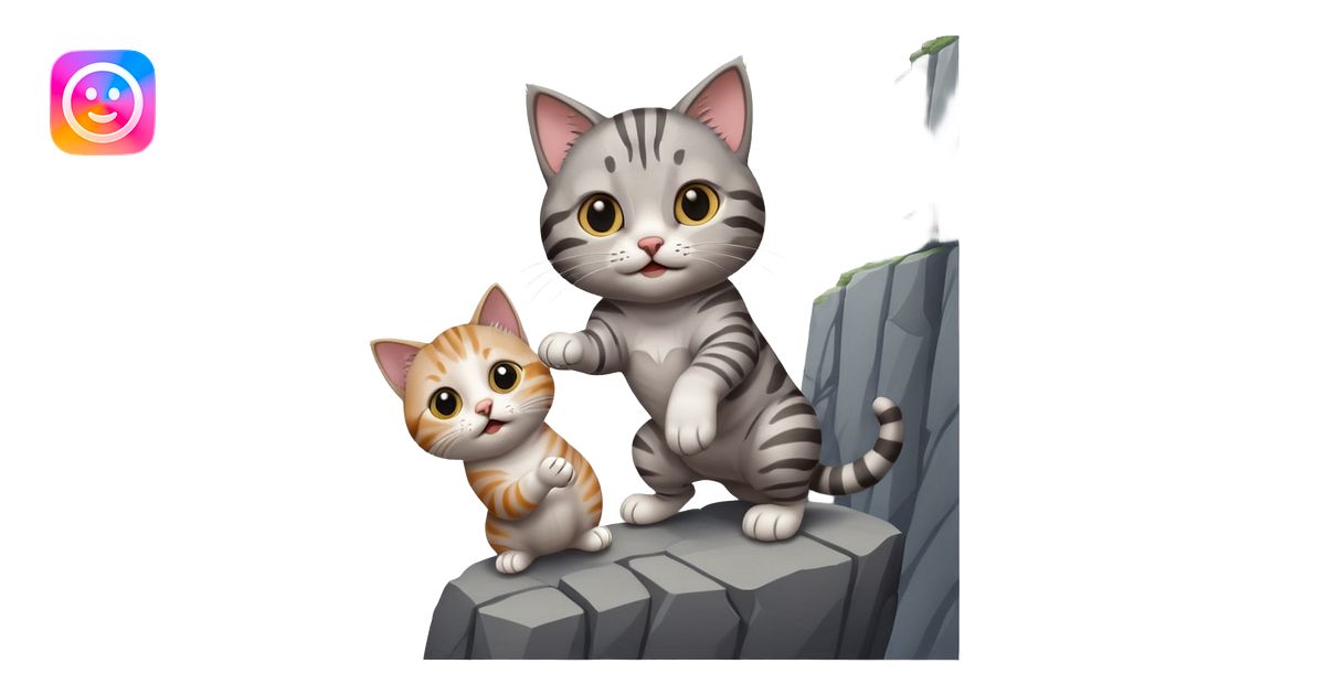 a cat holding another cat hand that fall under cliff emoji | AI Emoji ...