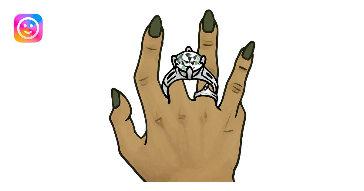 Pink & gold engagement ring on hand meme | AI Emoji Generator