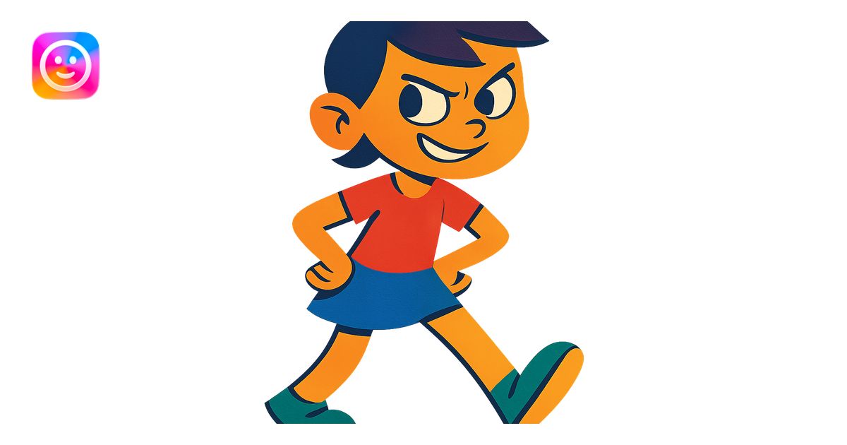 girl character with a pixie cut and a mischievous expression, vibrant ...