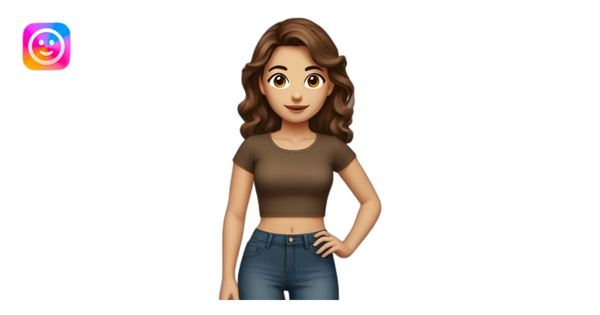 Brown hair brown eye crop top emoji | AI Emoji Generator
