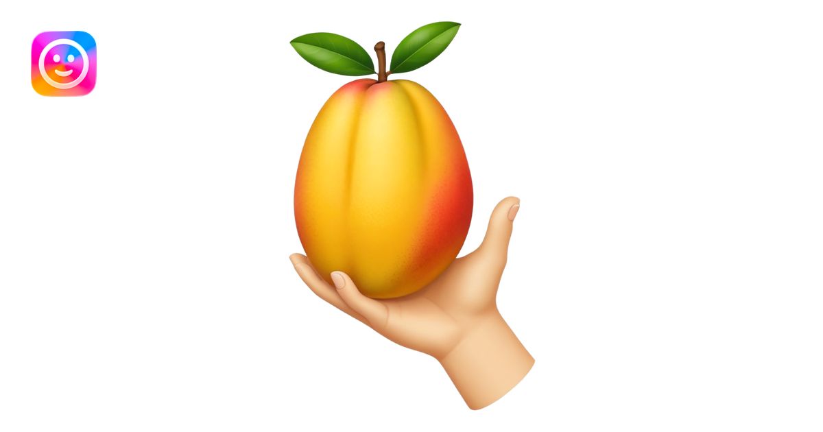 white hand hanging a mango like a cup emoji | AI Emoji Generator