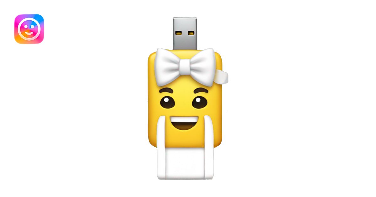 pendrive with small white bow emoji | AI Emoji Generator